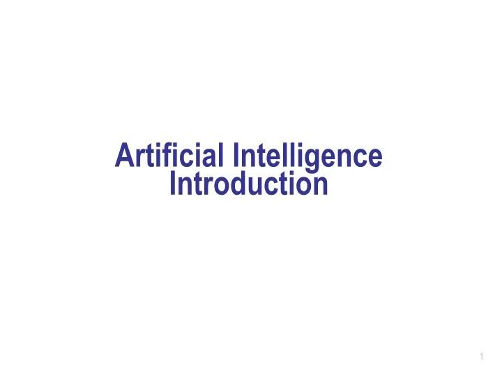 PPT - Artificial Intelligence Introduction PowerPoint Presentation ...
