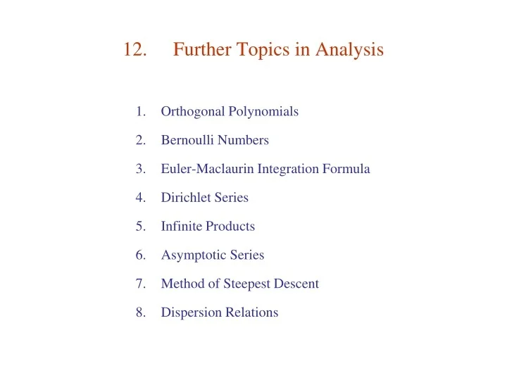 PPT - 12. Further Topics in Analysis PowerPoint Presentation, free ...