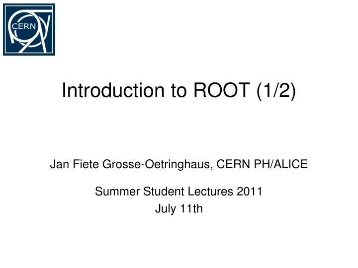 PPT - Introduction to ROOT (1/2) PowerPoint Presentation, free download ...