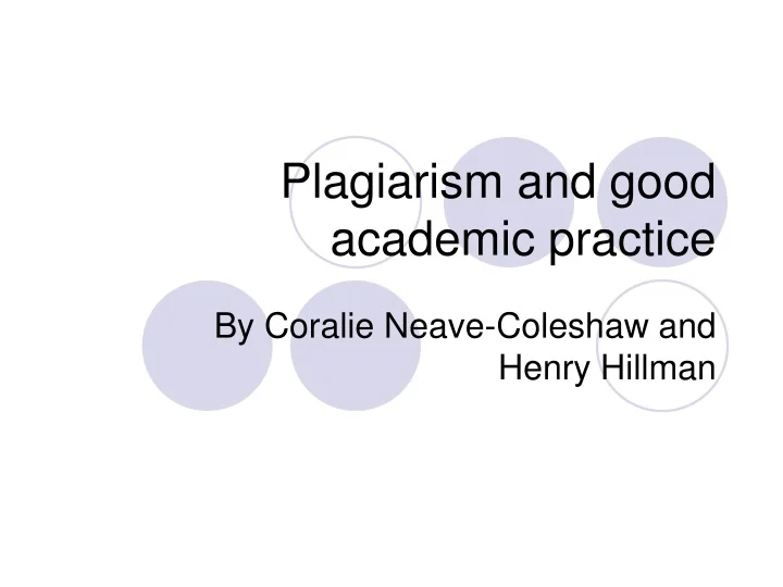 PPT - Plagiarism and good academic practice PowerPoint Presentation ...