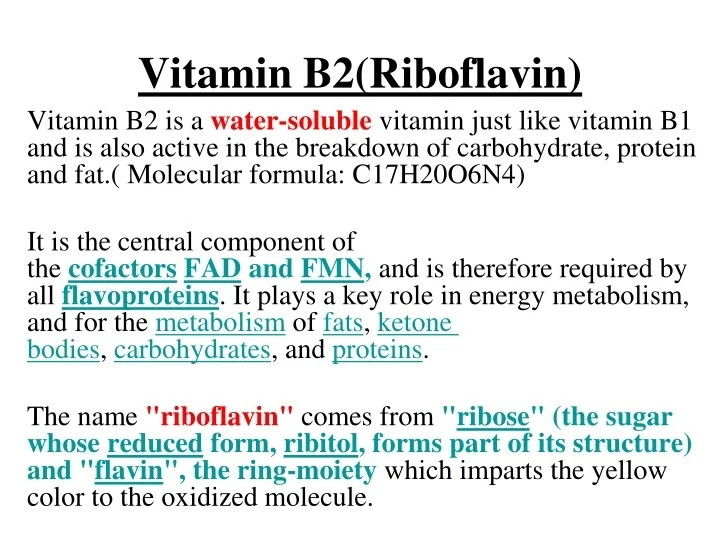 PPT - Vitamin B2(Riboflavin) PowerPoint Presentation, free download - ID:9585174