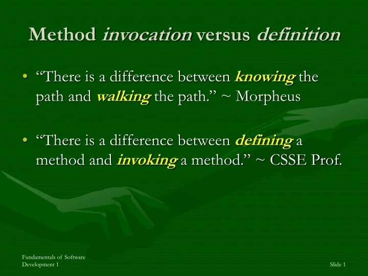 PPT - Method invocation versus definition PowerPoint Presentation, free ...