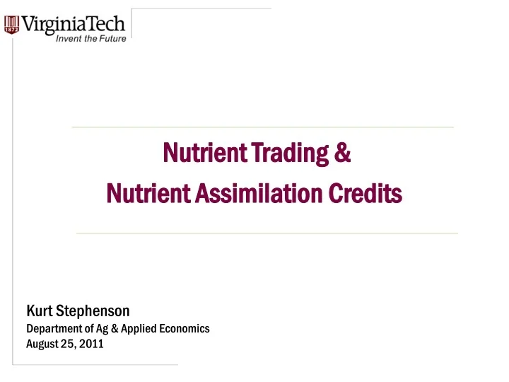 PPT - Nutrient Trading & Nutrient Assimilation Credits PowerPoint ...