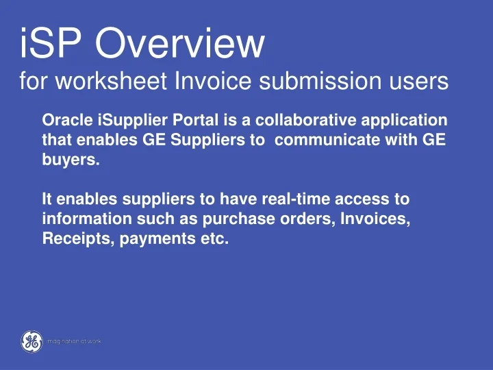 PPT - iSP Overview for worksheet Invoice submission users PowerPoint ...