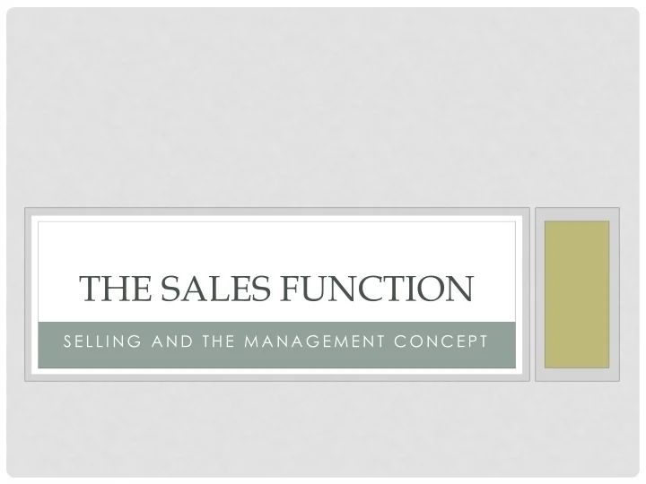 PPT - The Sales function PowerPoint Presentation, free download - ID ...
