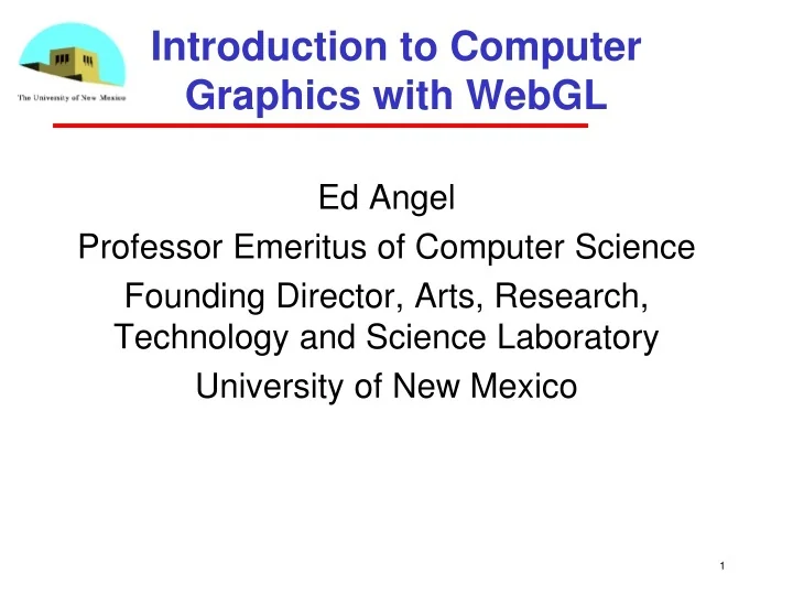 PPT - Introduction to Computer Graphics with WebGL PowerPoint ...