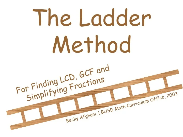 PPT - The Ladder Method PowerPoint Presentation, free download - ID:9592762