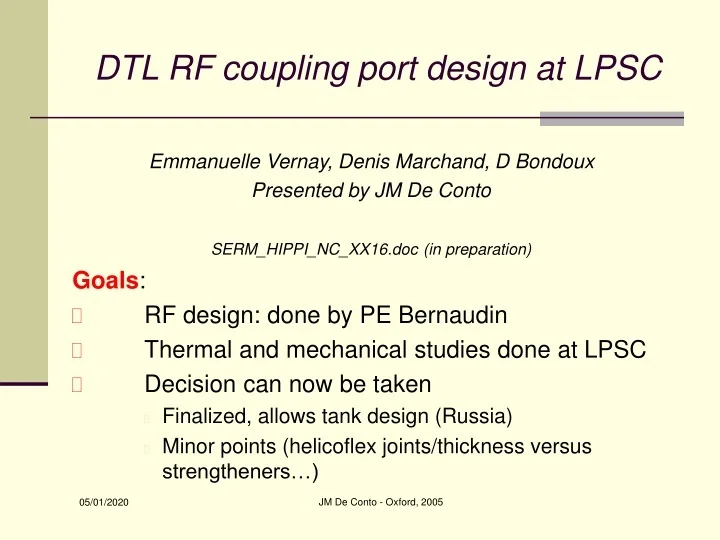 PPT - DTL RF coupling port design at LPSC PowerPoint Presentation, free download - ID:9592944