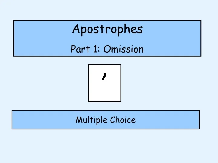 PPT - Apostrophes Part 1: Omission PowerPoint Presentation, free ...