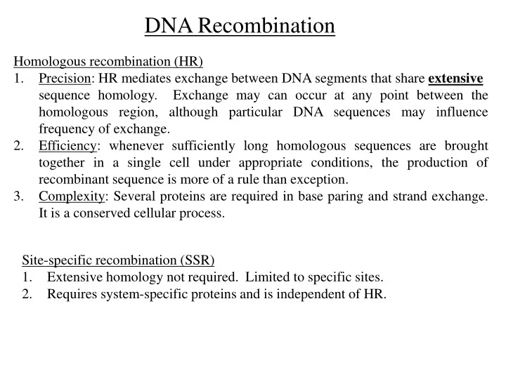 PPT - Homologous recombination (HR) PowerPoint Presentation, free ...