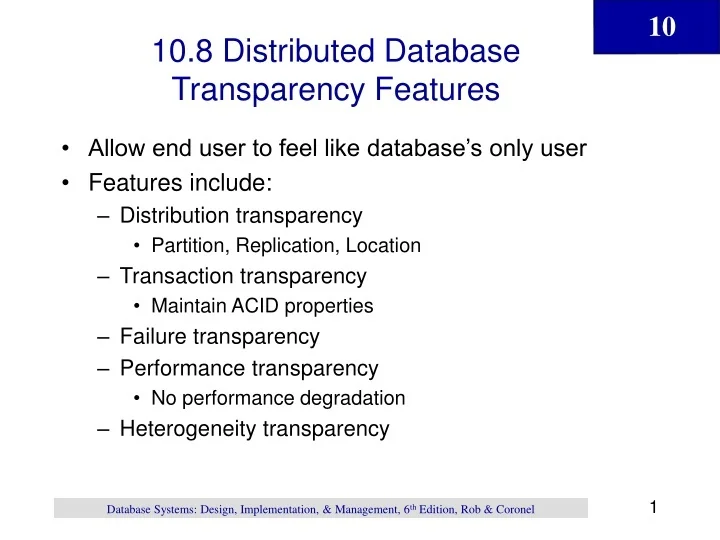 PPT - 10.8 Distributed Database Transparency Features PowerPoint Presentation - ID:9597196
