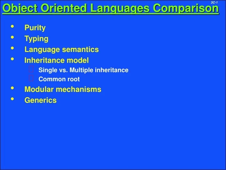 PPT - Object Oriented Languages Comparison PowerPoint Presentation, free download - ID:9600339