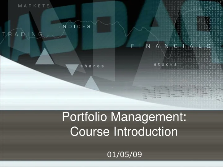 PPT - Portfolio Management: Course Introduction PowerPoint Presentation ...