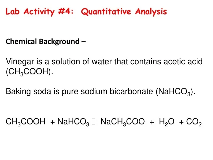 PPT - Lab Activity #4: Quantitative Analysis Chemical Background ...