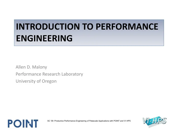 PPT - INTRODUCTION TO PERFORMANCE ENGINEERING PowerPoint Presentation ...