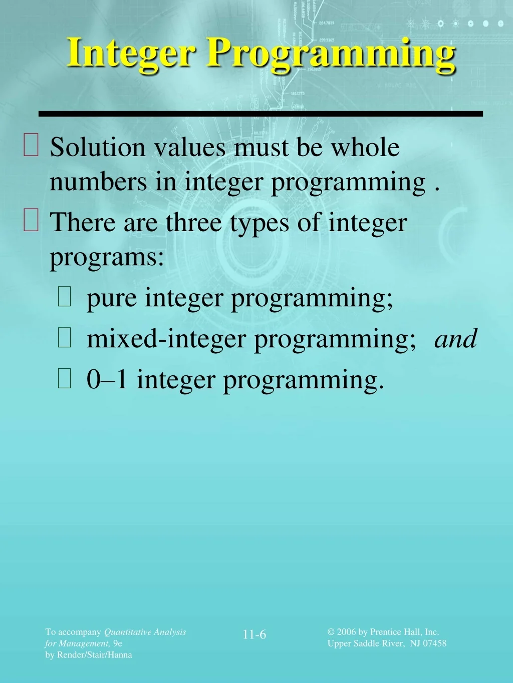 PPT Chapter 11 Integer Programming Goal Programming And Nonlinear 