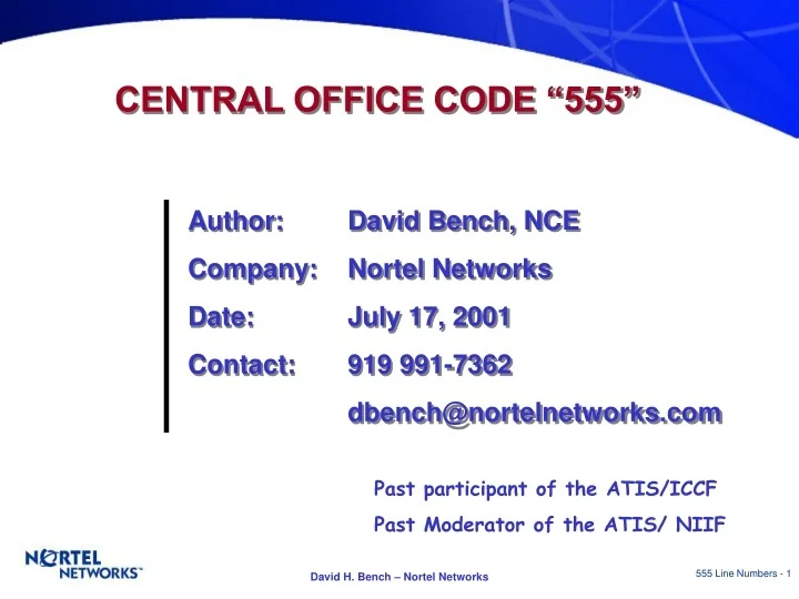 PPT - CENTRAL OFFICE CODE “555” PowerPoint Presentation, free download ...