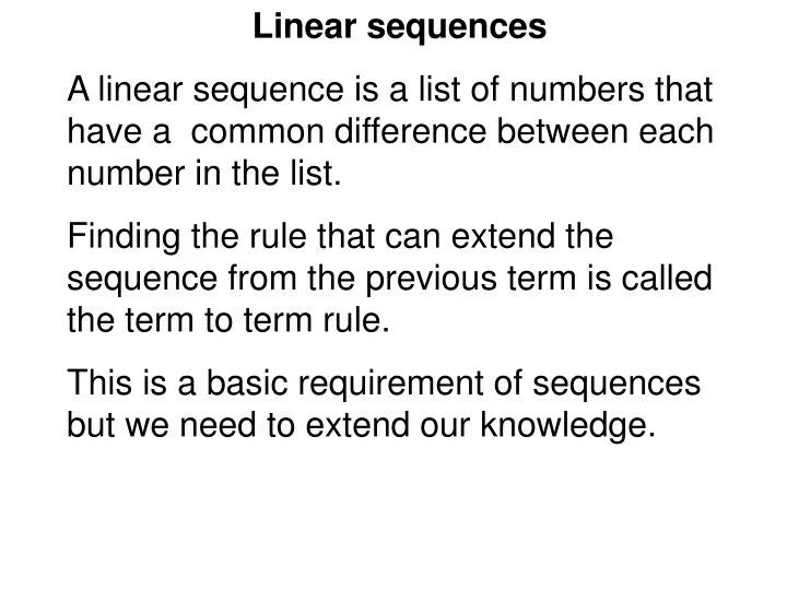 PPT - Linear sequences PowerPoint Presentation, free download - ID:9608428