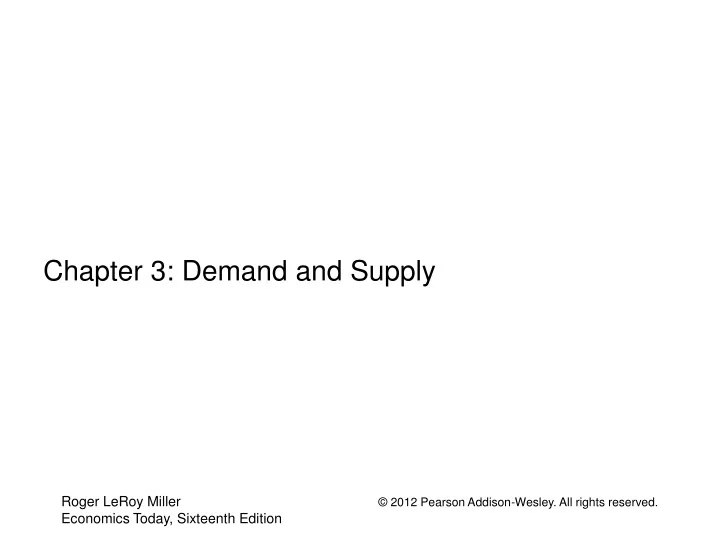 PPT - Chapter 3: Demand and Supply PowerPoint Presentation, free ...