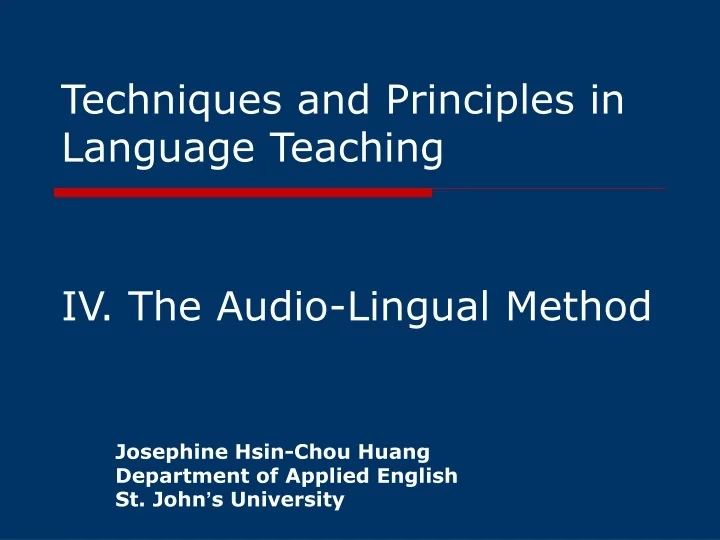 PPT - Techniques and Principles in Language Teaching PowerPoint ...