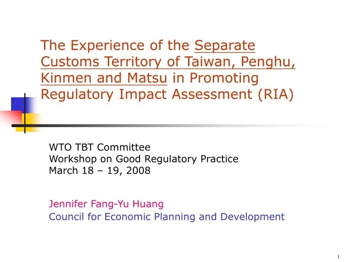 PPT - Jennifer Fang-Yu Huang Council for Economic Planning and ...