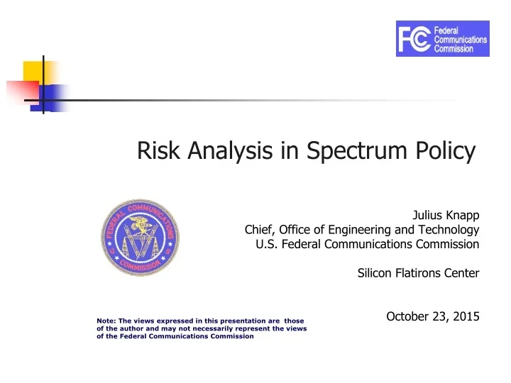 PPT - Risk Analysis in Spectrum Policy PowerPoint Presentation, free ...