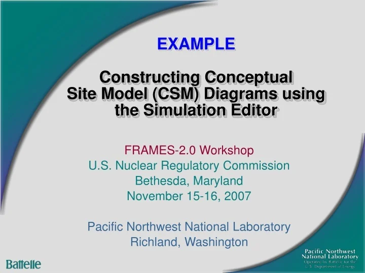PPT - EXAMPLE Constructing Conceptual Site Model (CSM) Diagrams using ...