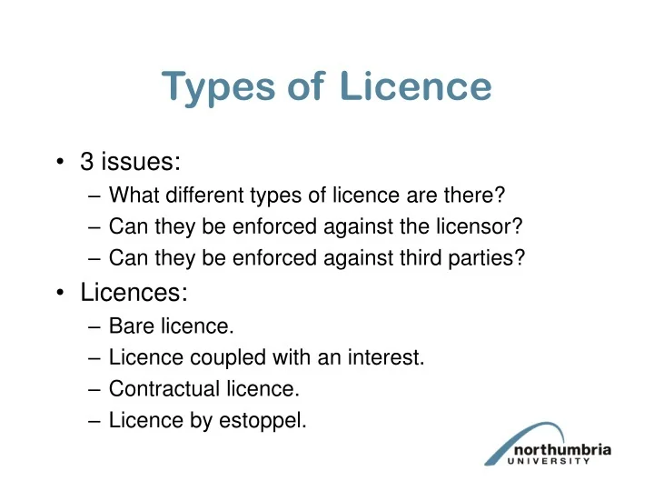 PPT - Types of Licence PowerPoint Presentation, free download - ID:9616085