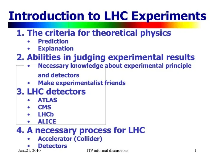 PPT - Introduction to LHC Experiments PowerPoint Presentation, free ...