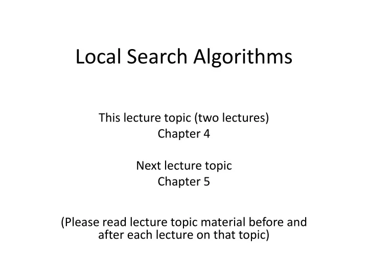 Ppt Local Search Algorithms Powerpoint Presentation Free Download Id9618103 3739