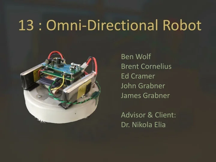 PPT - 13 : Omni-Directional Robot PowerPoint Presentation, free ...