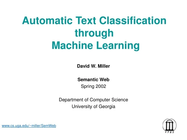 PPT - Automatic Text Classification through Machine Learning PowerPoint ...