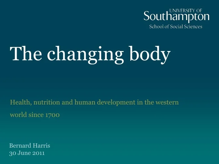 PPT - The changing body PowerPoint Presentation, free download - ID:9620281