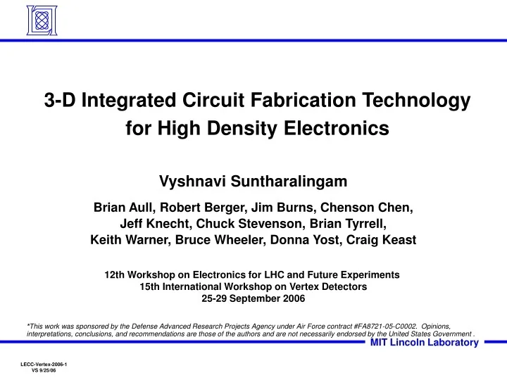 PPT - 3-D Integrated Circuit Fabrication Technology for High Density ...
