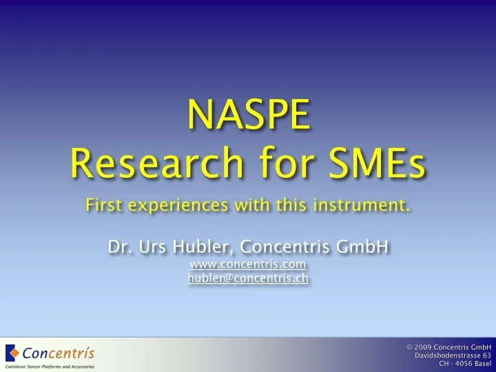 PPT - NASPE Research for SMEs PowerPoint Presentation, free download ...
