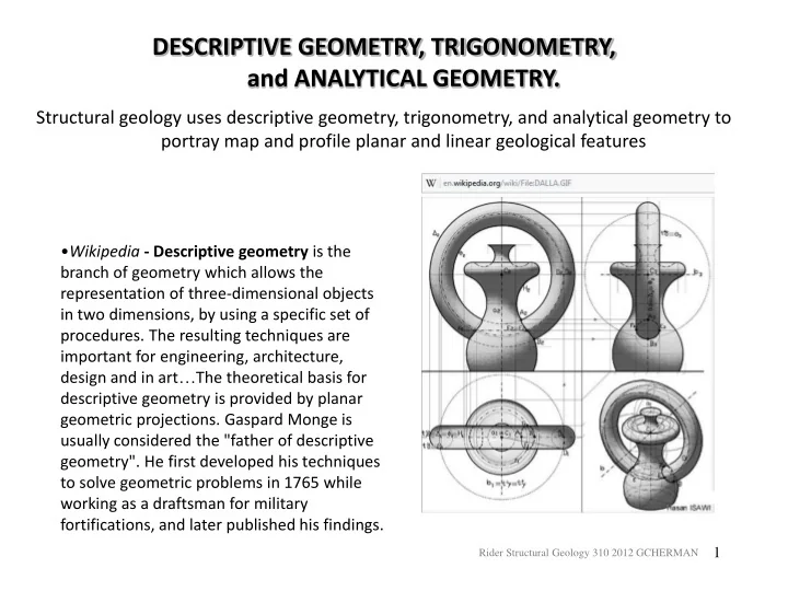 PPT - DESCRIPTIVE GEOMETRY, TRIGONOMETRY, and ANALYTICAL GEOMETRY ...