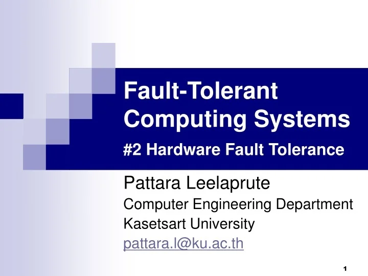 Ppt Fault Tolerant Computing Systems 2 Hardware Fault Tolerance