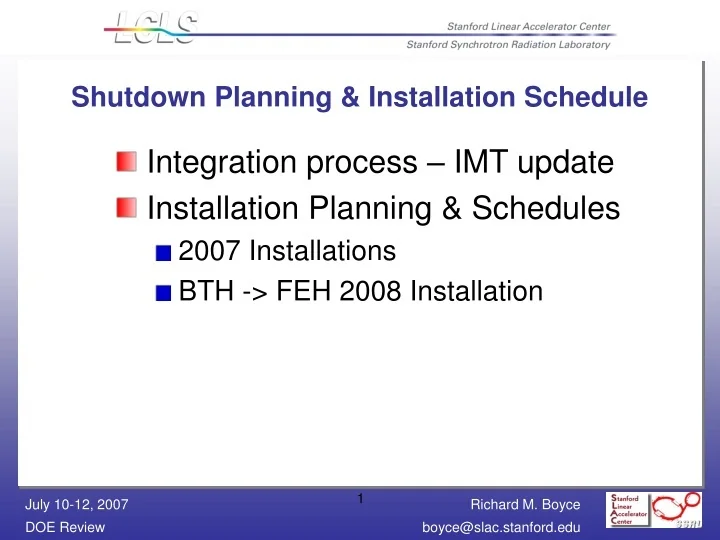 PPT - Shutdown Planning & Installation Schedule PowerPoint Presentation ...