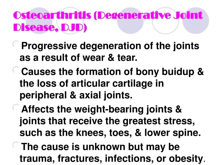 PPT - Osteoarthritis (Degenerative Joint Disease, DJD ) PowerPoint ...