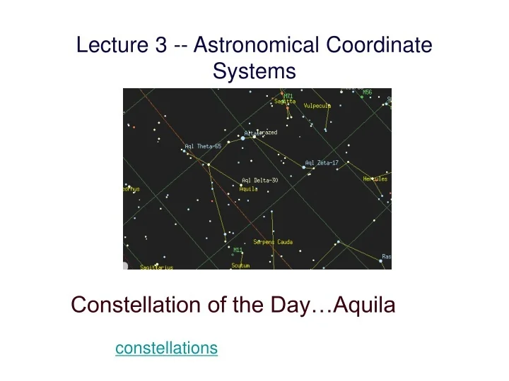 PPT - Lecture 3 -- Astronomical Coordinate Systems PowerPoint ...