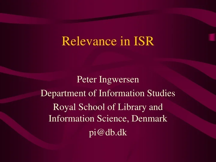 PPT - Relevance in ISR PowerPoint Presentation, free download - ID:9629302