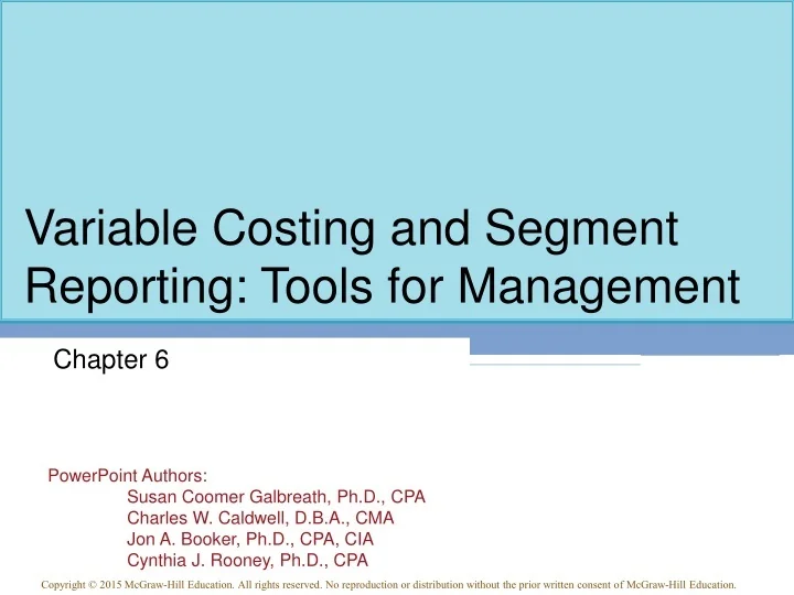 PPT - Variable Costing and Segment Reporting: Tools for Management PowerPoint Presentation - ID ...