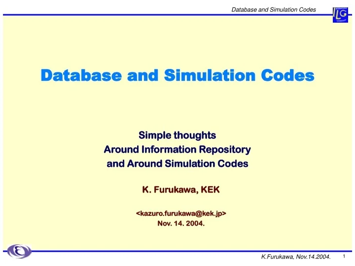 Ppt Database And Simulation Codes Powerpoint Presentation Free