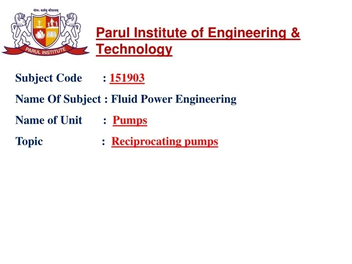 PPT - Parul Institute of Engineering & Technology PowerPoint ...