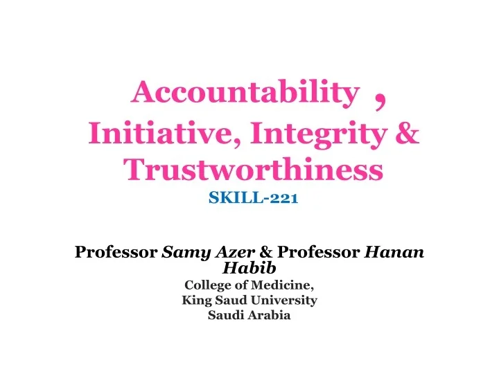PPT - Accountability , Initiative, Integrity & Trustworthiness SKILL ...