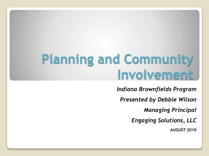 PPT - Planning and Community Involvement PowerPoint Presentation, free ...