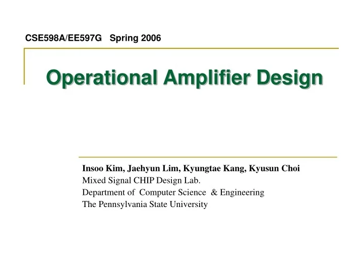 PPT - Operational Amplifier Design PowerPoint Presentation, free ...