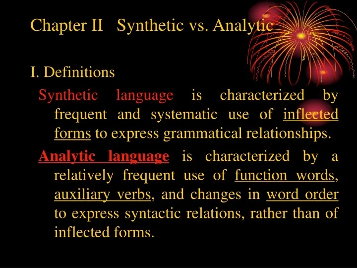 PPT - Chapter II Synthetic vs. Analytic I. Definitions PowerPoint ...