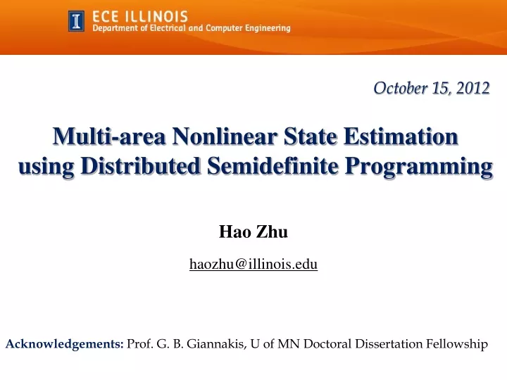 Ppt Multi Area Nonlinear State Estimation Using Distributed