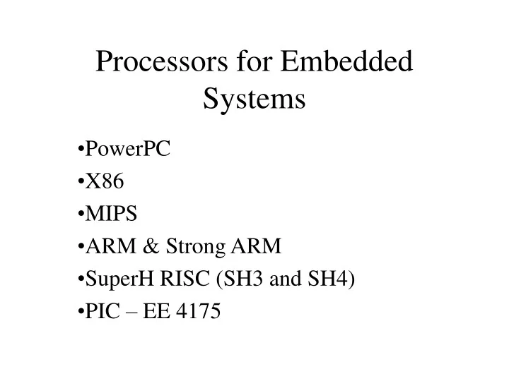 PPT - Processors for Embedded Systems PowerPoint Presentation, free ...